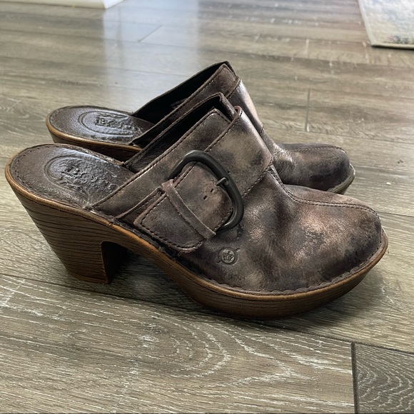 Born | Shoes | Born Leather Clog Mules Metallic Slip On Womens Size 9 ...
